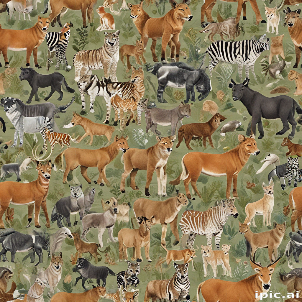 A Colorful Collage of Various Wild Animals in Their Natural Habitat.