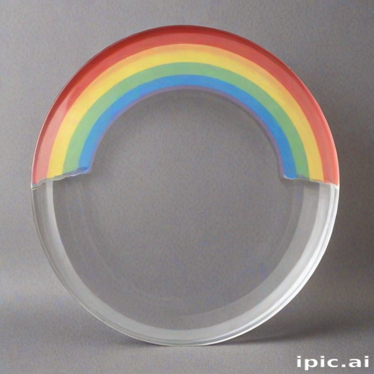 Colorful Rainbow Plate Design with a Clear Base and Vibrant Arcs