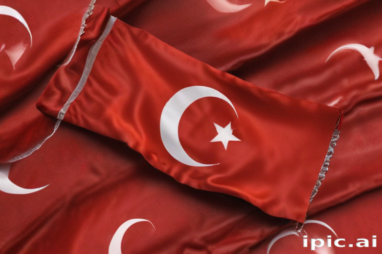 Turkish Flag on a Flowing Red Background with White Crescent and Star