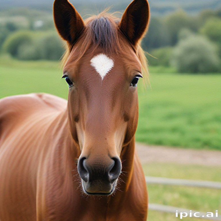 A Beautiful Brown Horse with a Heart-Shaped Mark on its Forehead.