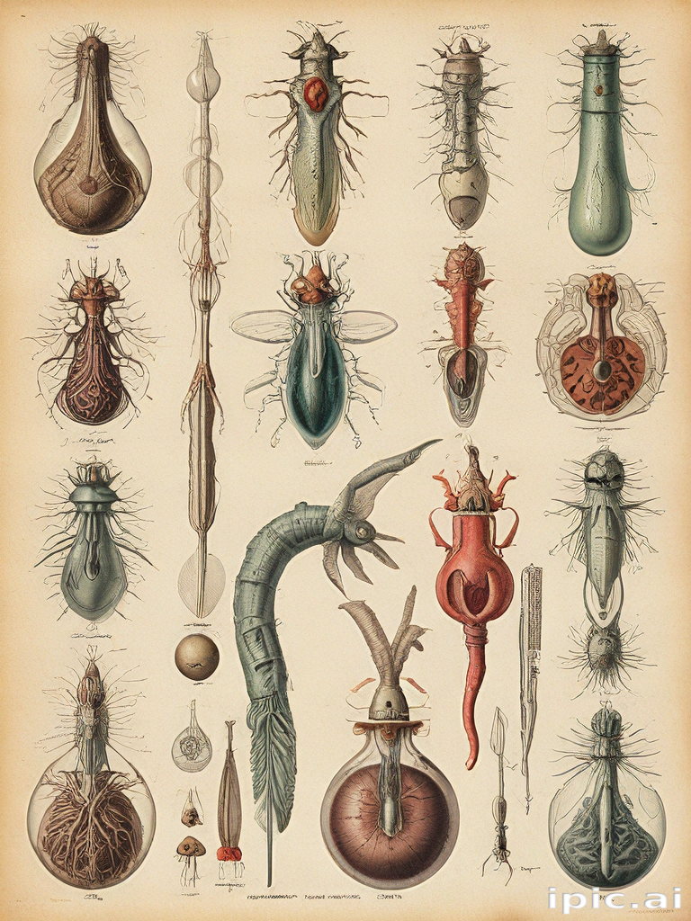 Detailed Illustration of Various Insect Specimens from Scientific ...