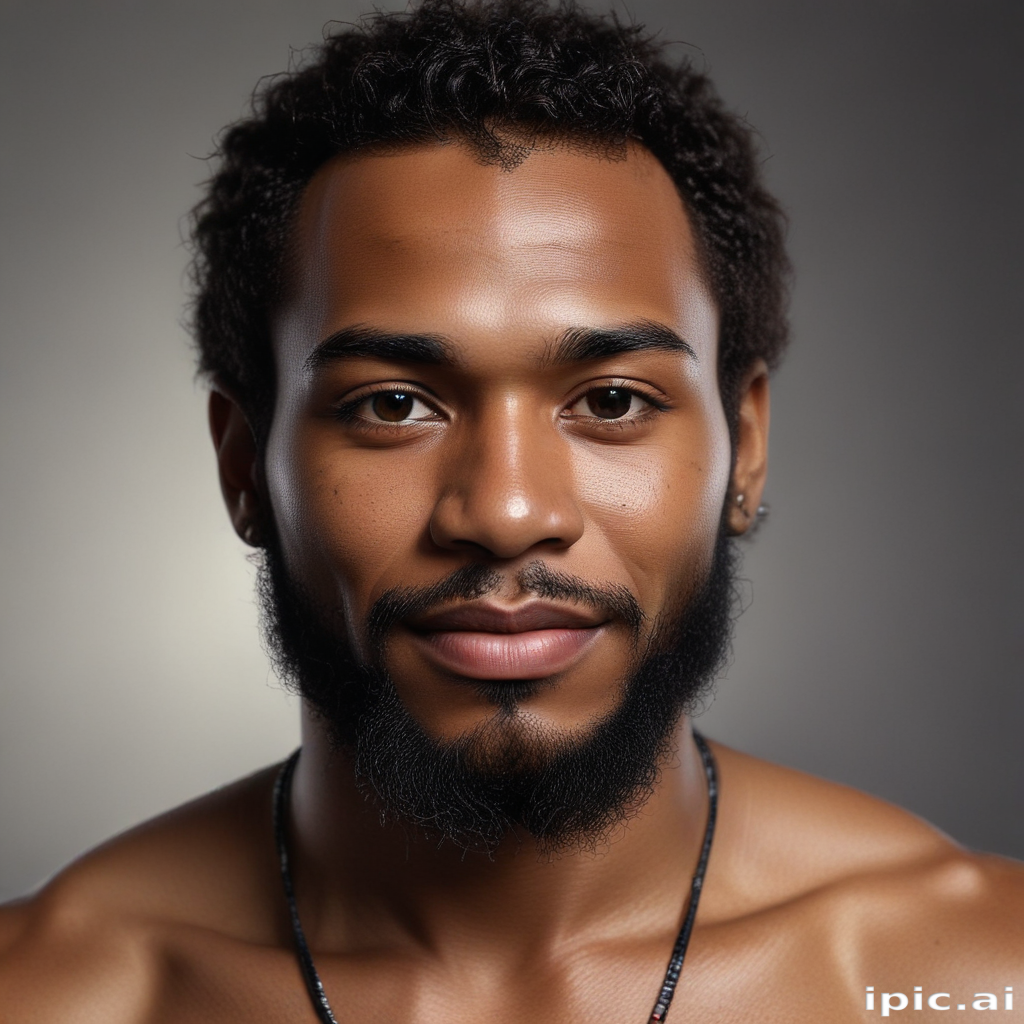 Portrait of a Confident Man with Beautiful Features and Striking Expression