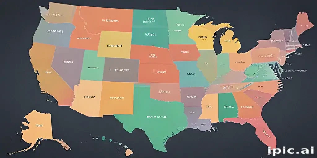 Colorful United States Map Highlighting Different Regions and Their ...