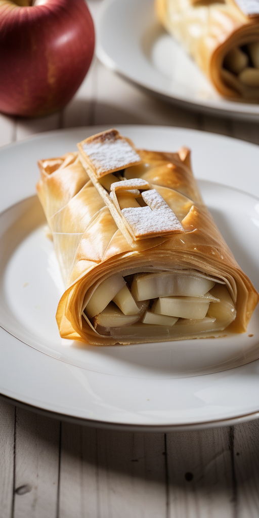 Deliciously Baked Apple Strudel Wrapped in Crispy Golden Pastry Layers
