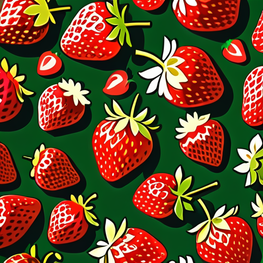 Vibrant Pattern of Juicy Strawberries Against a Dark Green Background