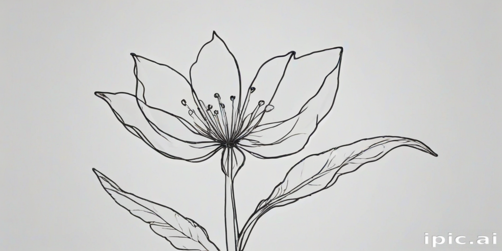 Delicate Line Art Illustration of a Beautiful Flower with Elegant Petals