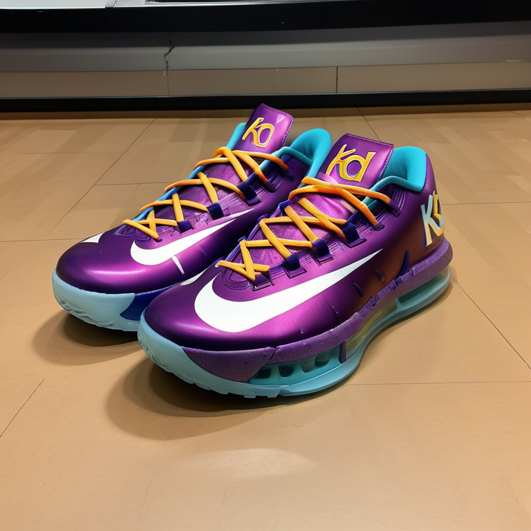 Vibrant Purple and Aqua Nike KD Basketball Shoes with Unique Design ...