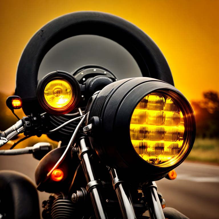 Looking straight at it Single Large motorcycle headlight round yellow ...