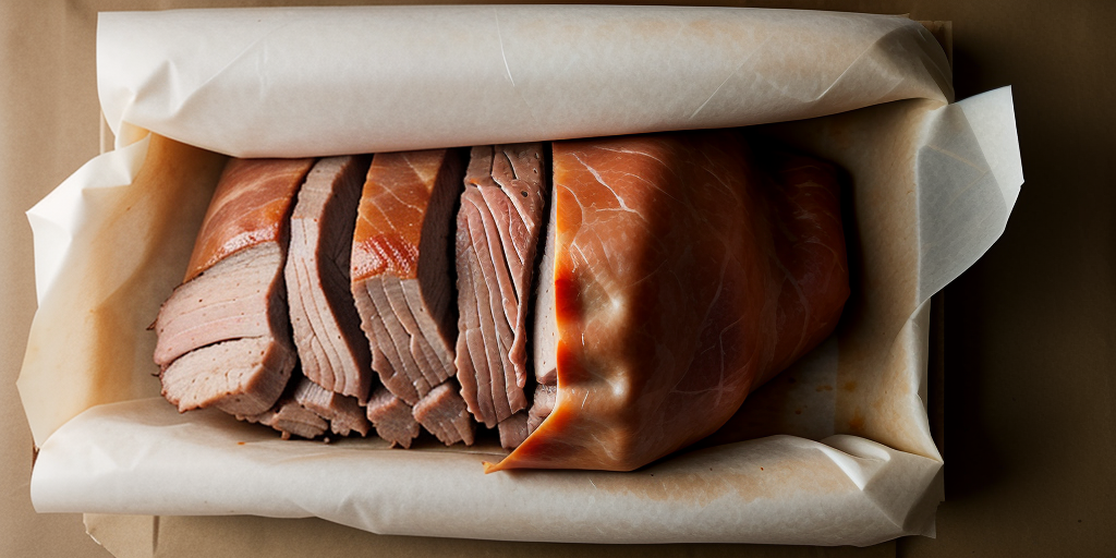 Deliciously Sliced Ham Wrapped in Butcher Paper Ready for Serving
