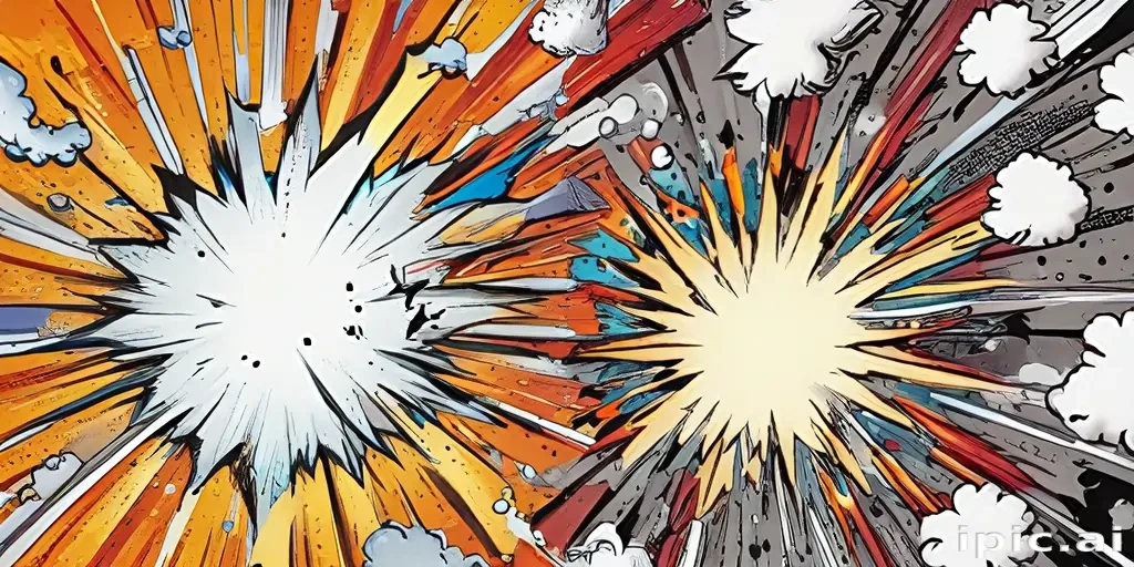 Dynamic Comic-Style Explosion with Vibrant Colors and Dramatic Effects
