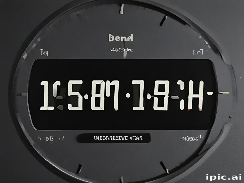 Digital Clock Displaying Time and Year with a Modern Design