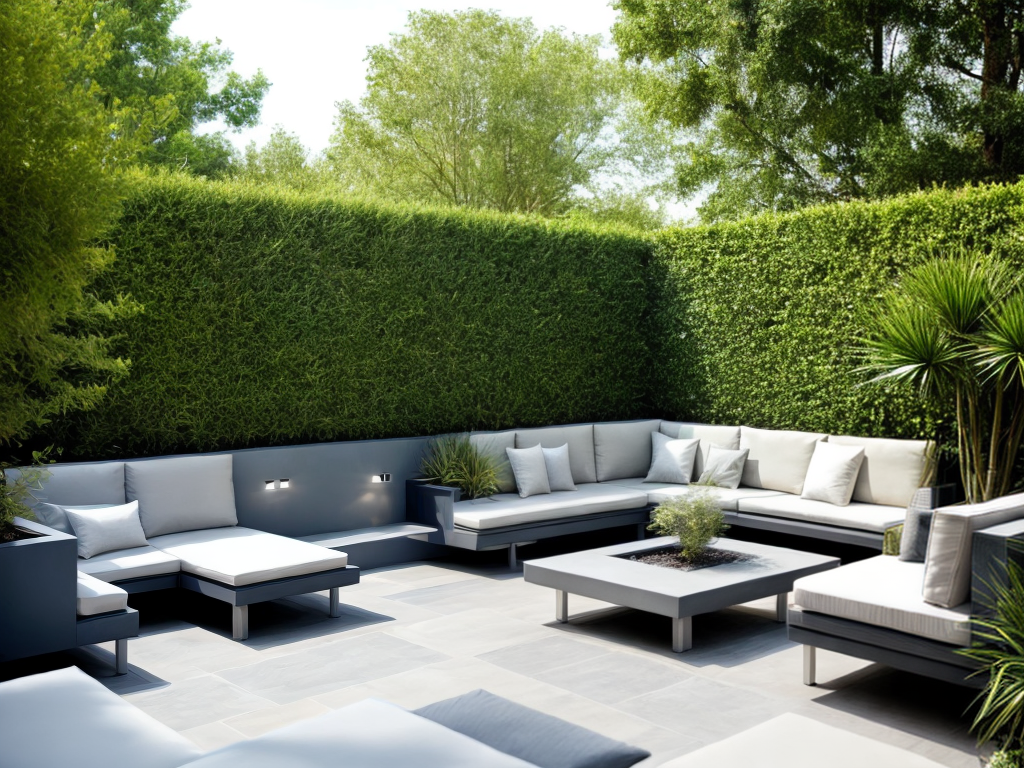 modern garden seating area