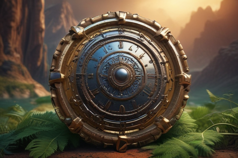 Ancient Timepiece: A Mystical Clock Surrounded by Lush Greenery and ...