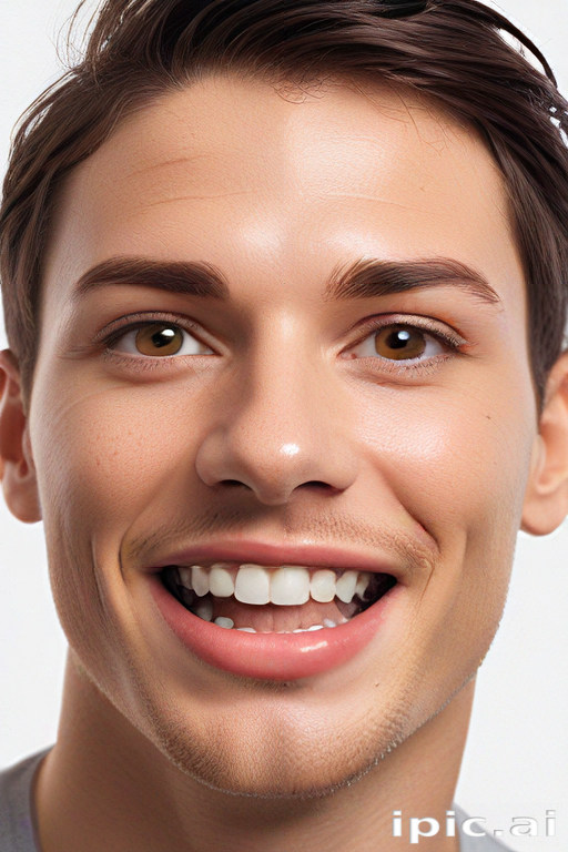 Cheerful Young Man with Bright Smile and Warm, Inviting Expression.