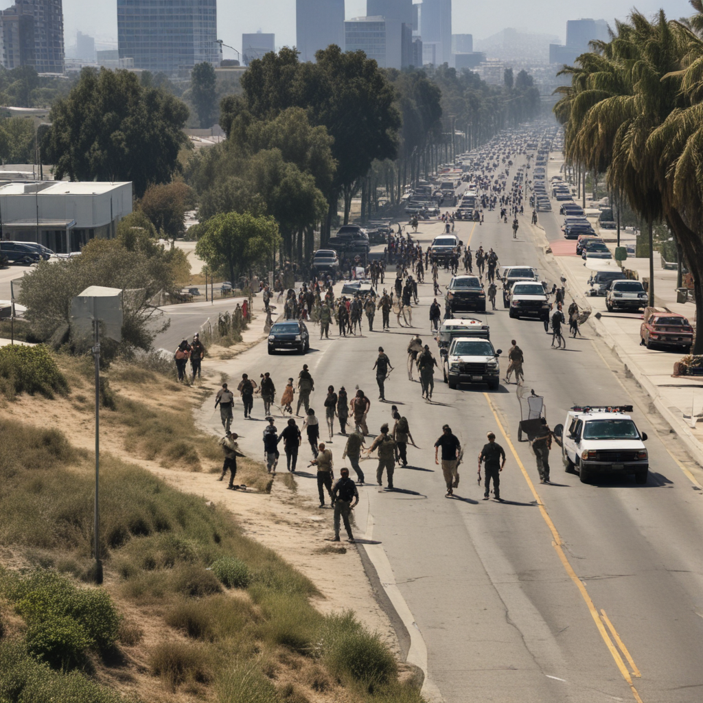 Zombie outbreak in Los Angeles,The National Guard deploys , chaotic ...