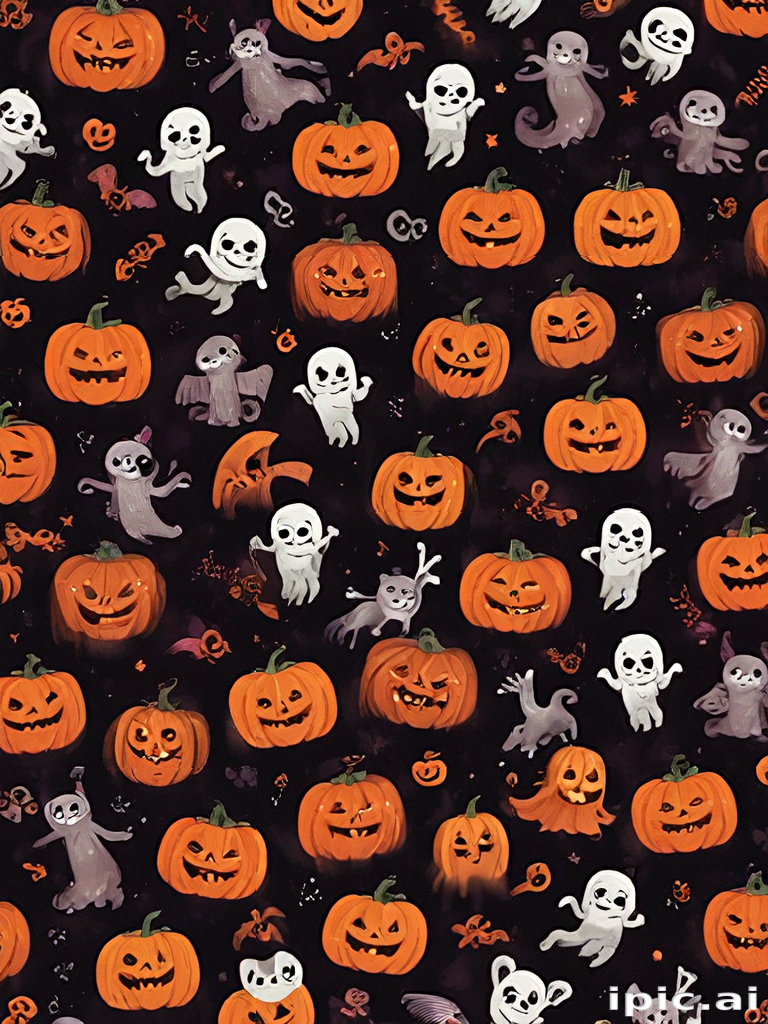 Colorful Halloween Patterns Featuring Pumpkins, Ghosts, and Festive ...