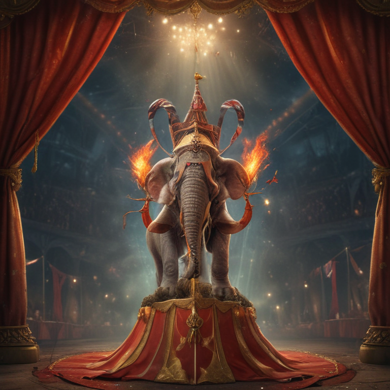 A Majestic Elephant Performing Daring Tricks Under the Grand Circus ...