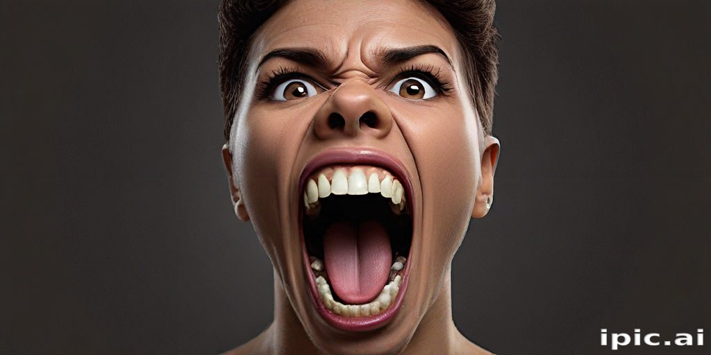 Expressive Portrait of a Woman in an Intense Emotional Outburst