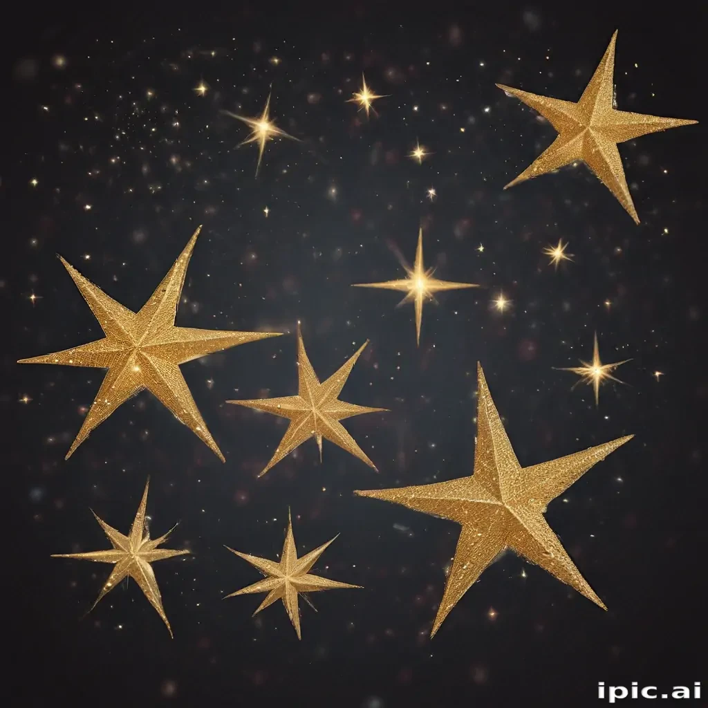 Shimmering Golden Stars Sparkling Against a Deep Night Sky Background