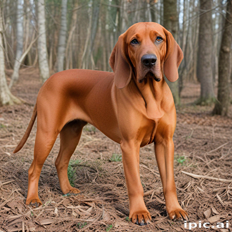 A Majestic Dog Stands Proudly in a Serene Forest Setting.