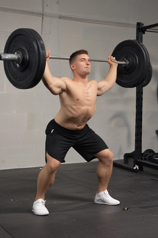 eric Kanevsky using the barbell as a flying broomstick