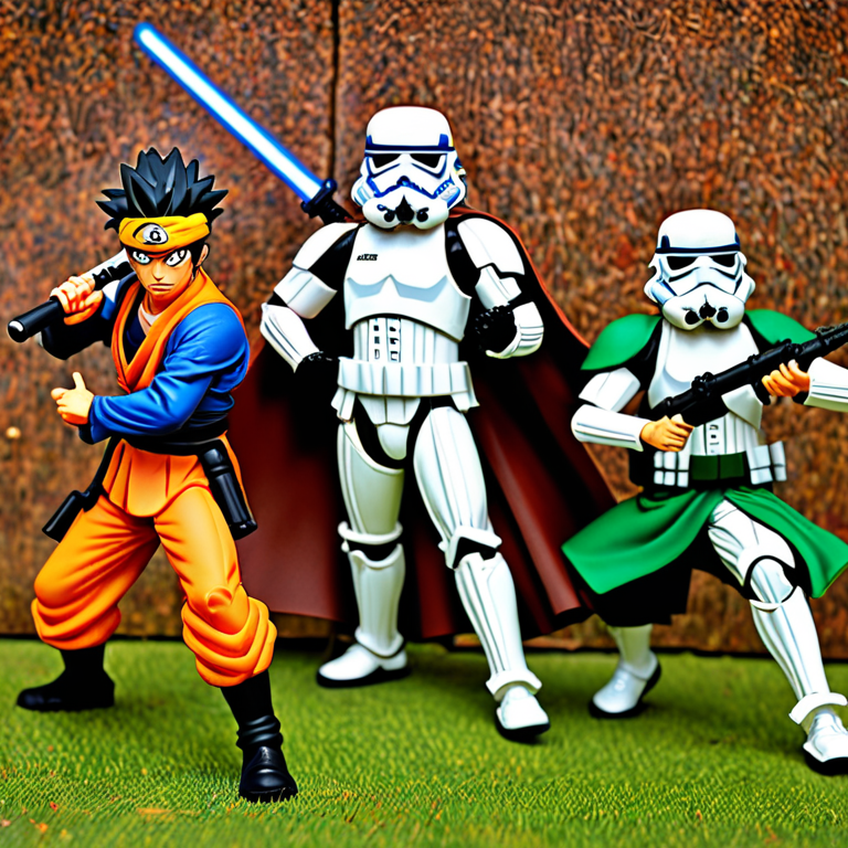Stormtrooper e goku e naruto e luffy e zoro e chopper brigando com um ...