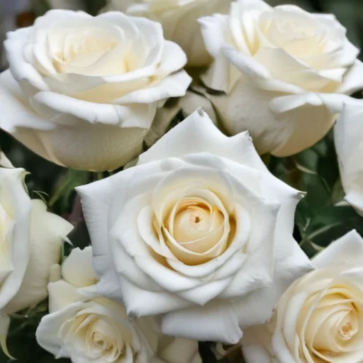 A Beautiful Arrangement of White Roses in Full Bloom Celebrating Elegance