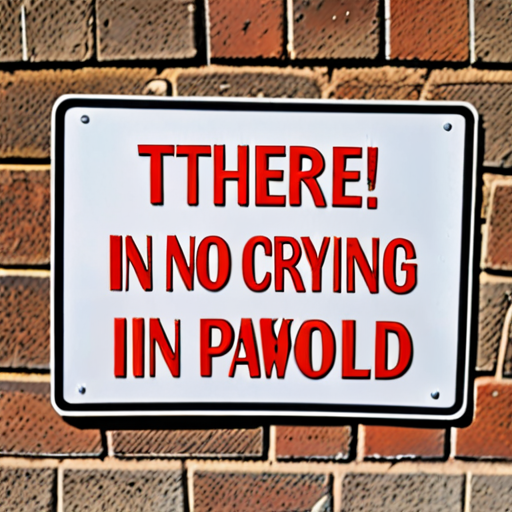 a sign that says "There's no crying in Palworld"