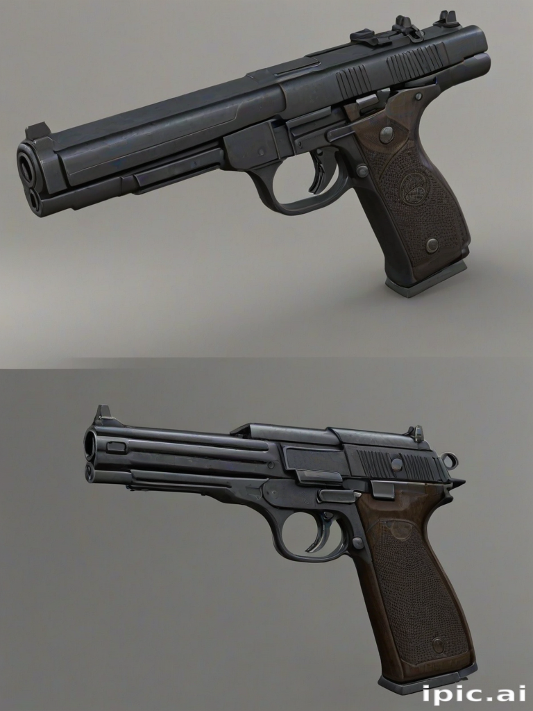 A Detailed View of a Realistic Handgun with Intricate Design Features.
