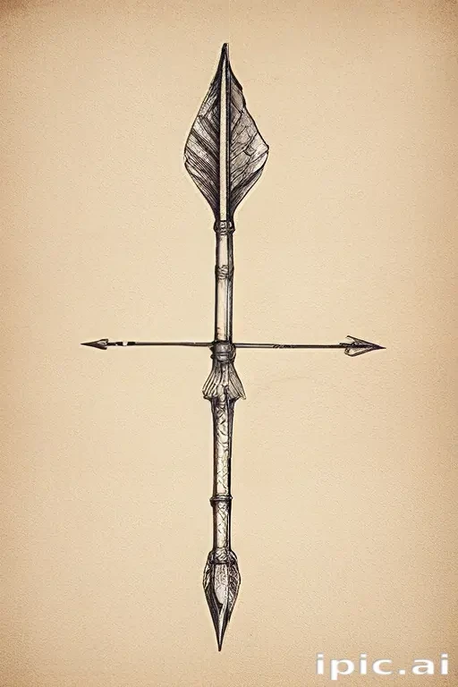 Intricate Design of an Ancient Arrow with Dual Tips and Decorative Elements
