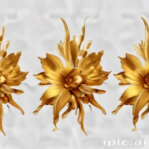 Elegant Golden Flowers Arranged Harmoniously Against a Soft White ...