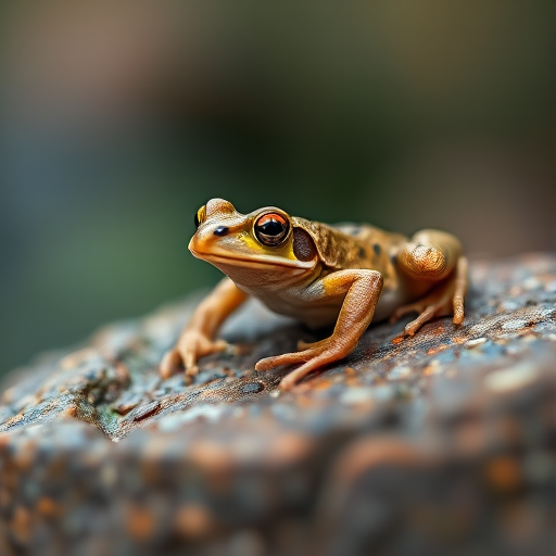 macro shot of a frog on a rock with a shallow depth of field, f/2.8 ...