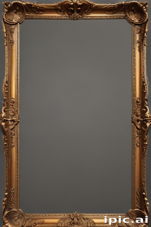 Ornately Designed Vintage Mirror Frame with Empty Reflection Space ...