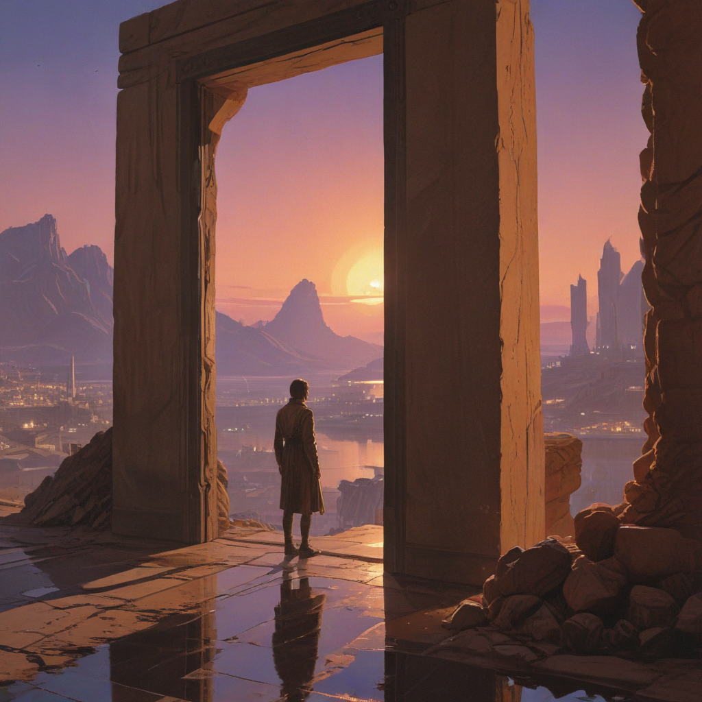 syd mead old greek landscape moebius sunset city lake sideways blade ...