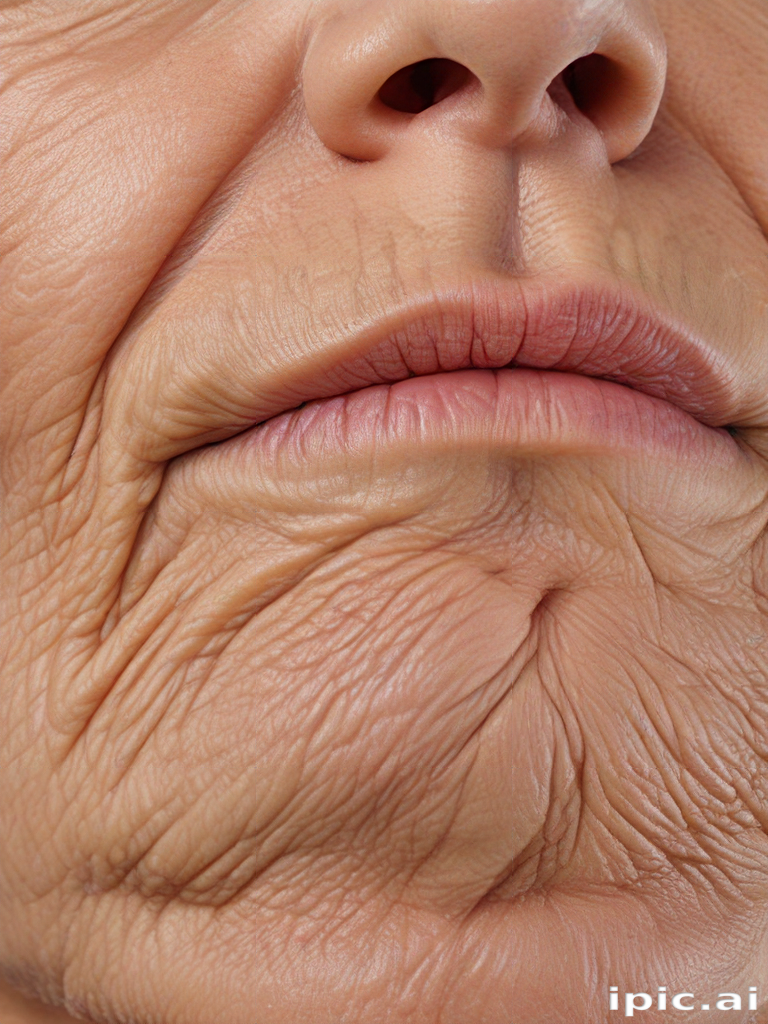Close-Up of an Elderly Face Highlighting Wrinkles and Natural Aging Process