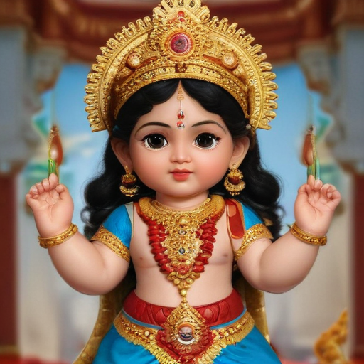 animated 3d baby girl as maa durga