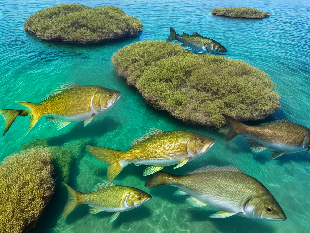 Fish in water with his friends