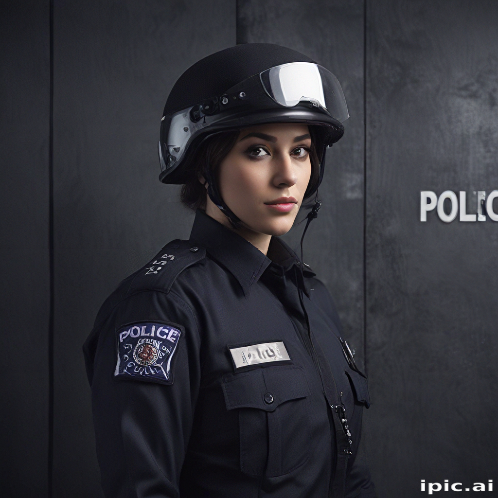 Dedicated Police Officer in Uniform Ready to Serve and Protect Community