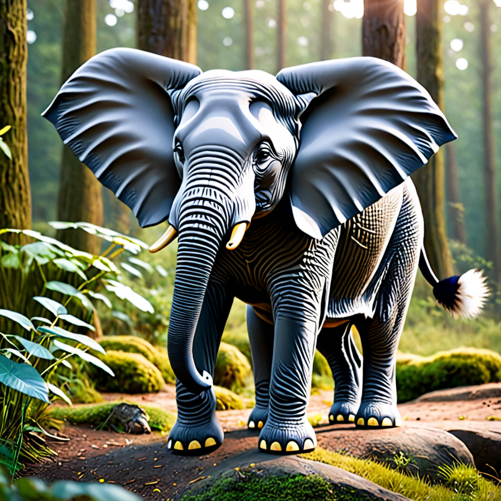 A fusion of elephant and fox, featuring the elephant's robust body with ...