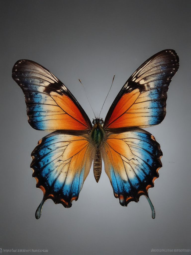 Vibrant Butterfly Displaying Stunning Orange and Blue Wing Patterns