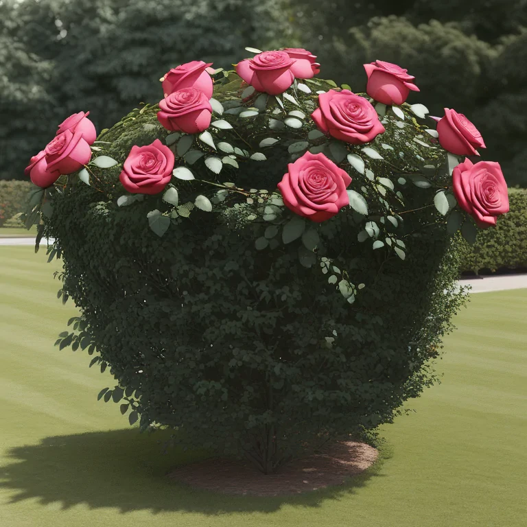 A Beautifully Shaped Bush Adorned with Vibrant Pink Roses in Bloom