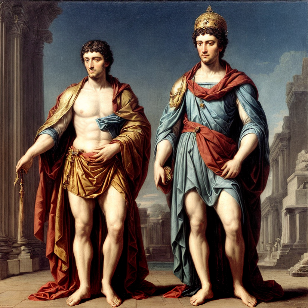 Depiction of the brooding Emperor Tiberius, son of the Divine Augustus ...