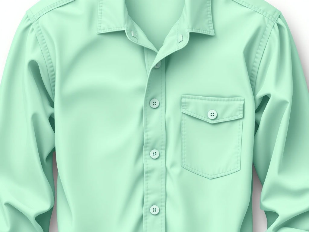 Stylish Mint Green Button-Up Shirt with Pocket and Soft Fabric Texture