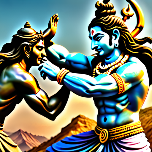 Lord Indra fighting with Lord Shiva