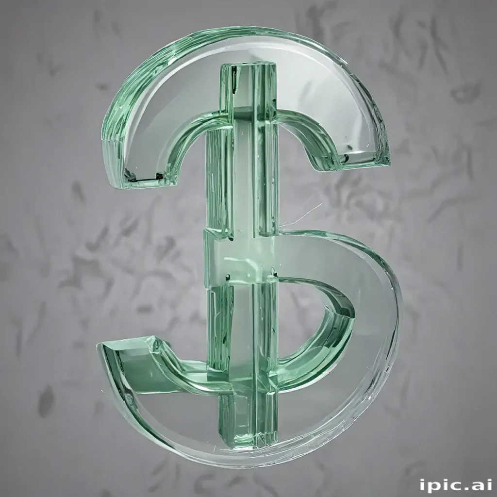 Transparent Glass Dollar Sign Symbolizing Wealth and Financial Prosperity.