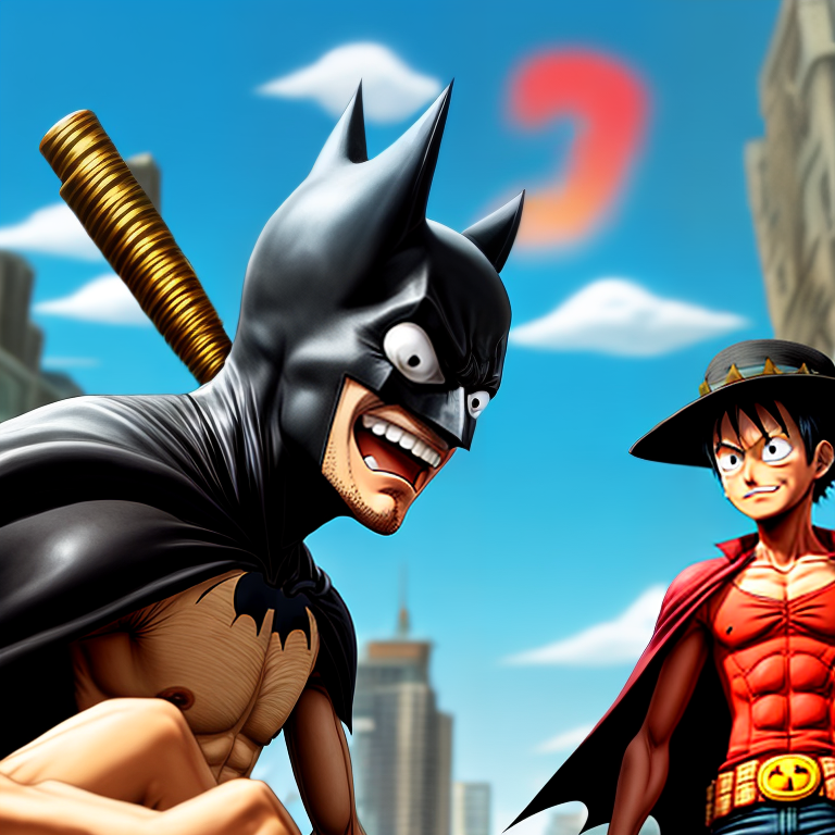 luffy with the batman 3D character