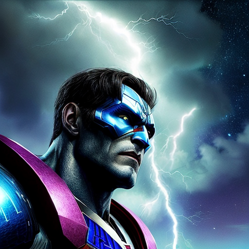 a portrait of a muscular victorious titan in space with a lot of ...