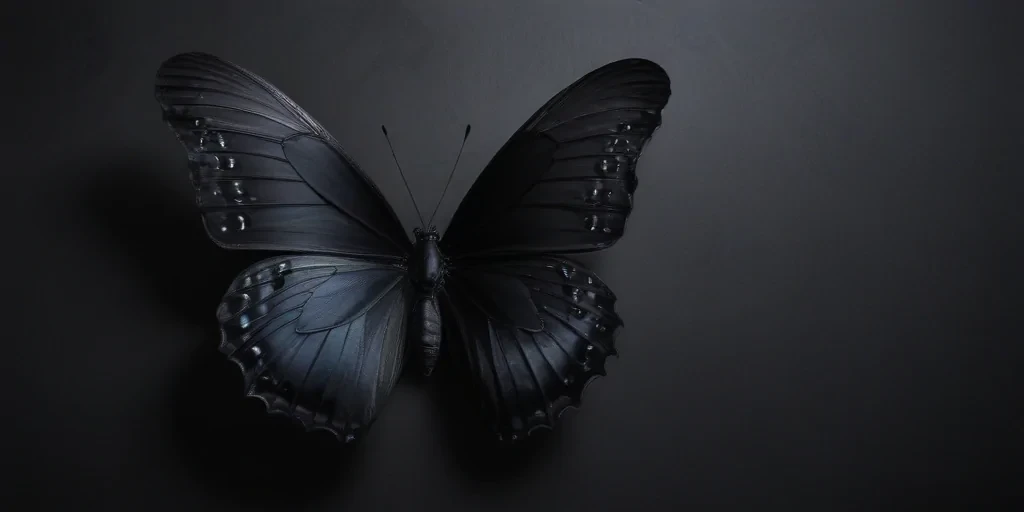 Elegant Black Butterfly Displayed Against a Dark, Minimalistic Background