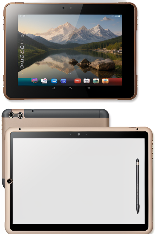 High-Resolution Tablet Displaying Mountain Landscape with Stylus for ...