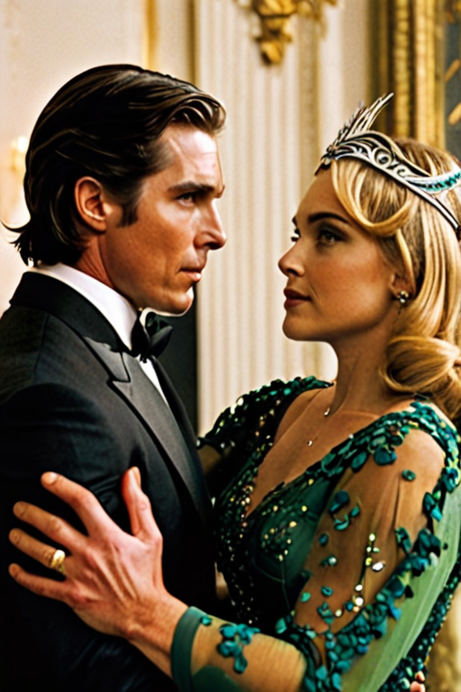 bruce wayne christian bale at a masquerade ball with a beautiful blonde ...